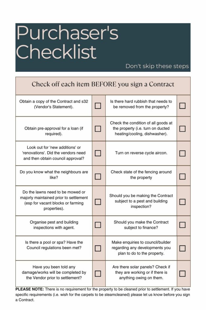 Purchaser Checklist - Haven Legal Co